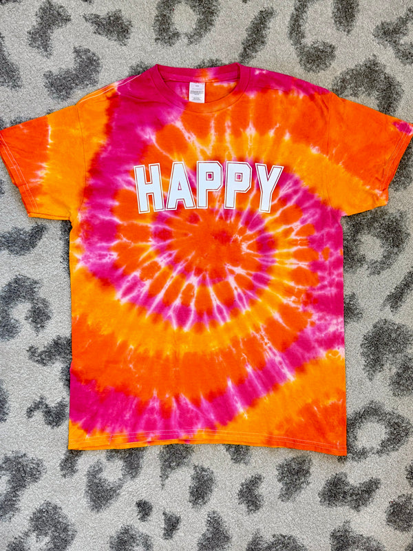 Happy Orange Blossom Swirl Tie Dye Tee Sunshine Sisters